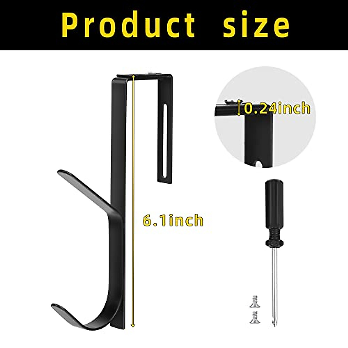 Wehhbtye Adjustable Double Coat Hooks,Thick Cubicle Wall Coat Hook,Metal Over The Panel Double Hook Adjusted to Fit 1.35 to 3.5 Inch Thickness Panels for Wall Panel (2pcs)