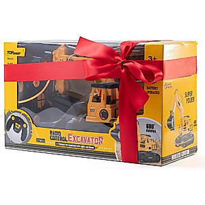 Top Race 7 Channel Full Functional RC Excavator, Battery Powered Electric Remote Control Construction Tractor with Lights and Sound (TR-111), Construction Trucks, RC Construction Vehicles, Big Truck