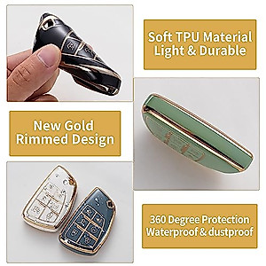 Gematay for Buick Chevy Key Fob Cover with Keychain, Key Shell Cover Holder Compatible Chevy Silverado Buick Envision GMC Sierra 1500 Smart Key Fob, Black