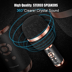 BONAOK Wireless Bluetooth Karaoke Microphone, Portable Mic Singing Machine for PC/All Smartphones Home Party Indoor Outdoor Q3(Gray)