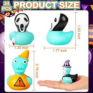 SCIONE 48 Pack Glow in The Dark Halloween Rubber Duck Party Favors, Assorted Rubber Ducks Toys Halloween Party Supplies Trick or Treat Supplies Goodie Bag Fillers Baby Showers Bath Toys for Kids