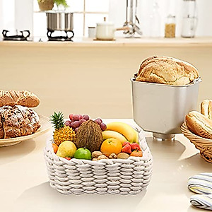 Sewroro 2PCS Cotton Thread Hand-woven Desktop Storage Basket Cotton Woven Storage Basket Sundries Storage Basket (mixed style)