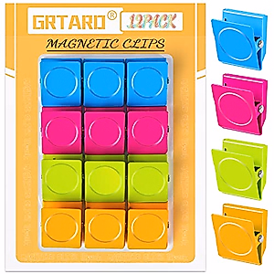 12 Pack Magnetic Clips Heavy Duty, Refrigerator Magnets Clip, Fridge Magnet Clips, Strong Fridge Magnets, Clips Magnets for Fridge, Whiteboard