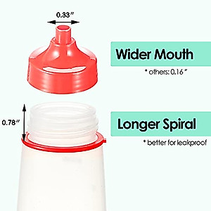 oiununo Squeeze Bottles Wide Mouth - Pack of 2 Condiment Bottle Squeeze BPA free for Chunky Sauces, Resin, Crafts, Condiment Squeeze Bottles 550 mL/19 oz. (Red)