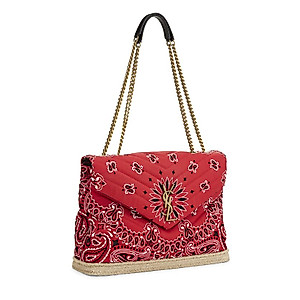 Yves Saint Laurent, Pre-Loved Red Bandana Canvas Loulou Shoulder Bag Medium, Red