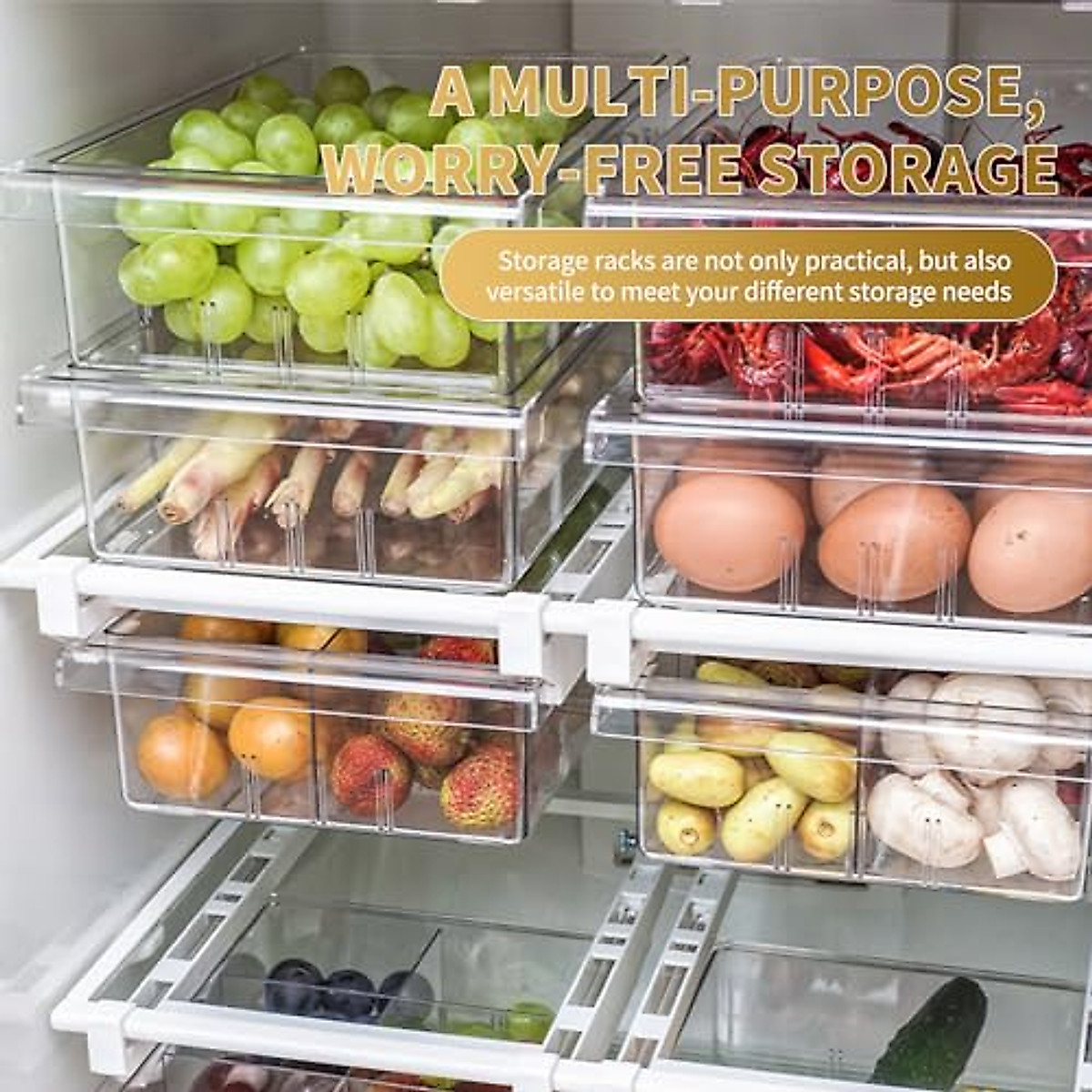 BLCEE Pet Drawer-style Refrigerator Storage Box - Large Capacity Sealed Fresh-keeping Box, Transparent Kitchen Storage Bin, Egg Carton