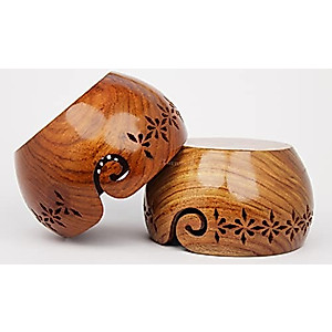METLUMBER Wooden Yarn Bowl Holder Yarn Storage Bowl for Knitting & Crocheting Handcrafted Rosewood Yarn Storage Bowl Round Knitting Bowl Crochet Bowl Holder Knit Weave Yarn Craft