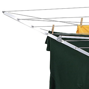 Household Essentials 17125-1 Portable Umbrella Drying Rack | Aluminum | 18-Lines with 64 ft. Clothesline