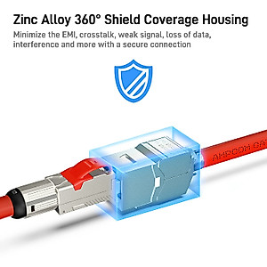 10-Pack RJ45 CAT 7 Tool-Less STP Shielded Keystone Jack, AMPCOM Self-Locking Cat7 Keystone Zinc Alloy Module Adapter No Punch-Down Tool Required Coupler for Wall Plate