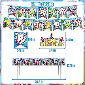 Spidey and His Amazing Friends Birthday Decorations, Spidey and Friends Party Supplies Include Banner, Foil Balloons, Cake Toppers, Tablecloth for Spidey Theme Party