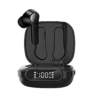 Tws Bluetooth 5.1 Earphone Wireless Headset Waterproof Deep Bass Earbuds Hi-fi Stereo Headphone Working Sport Earphones with Charging Case (Black)