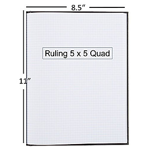 National Laboratory Notebook, 5 x 5 Quad Ruling, Black Hard Cover, 11" x 8.5", 60 Sheets (43591)