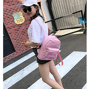 MOSSTYUS Small Holographic Rainbow Shoulder Bag Metallic Satchel Shiny Travel Daypack for Women Lady