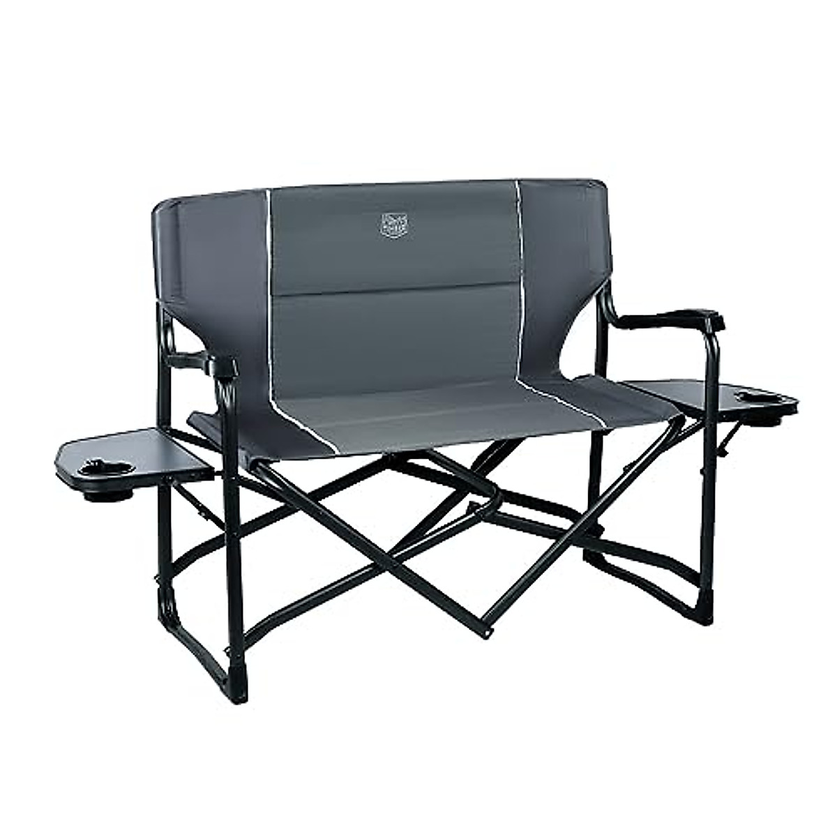TIMBER RIDGE Oversized Double Folding Camping Side Tables 2 Person Lawn Chair, Heavy Duty Support 600 LBS for Outdoor, Grey