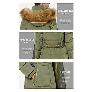 Orolay Women's Puffer Down Coat Winter Warm Jacket with Faux Fur Trim Hood Black X-Large