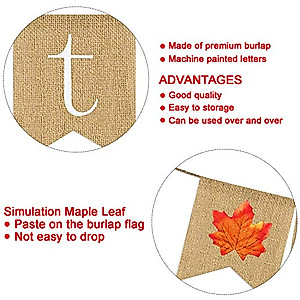 Partyprops Thankful Burlap Banner | Thankful Burlap Wall Banner| Thanksgiving Banner | Rustic Thanksgiving Decoration | Fall Banner| Thanksgiving Decor