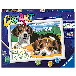 Ravensburger CreArt Jack Russell Puppies Paint by Numbers Kit for Kids - Painting Arts and Crafts for Ages 7 and Up