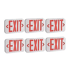 AmazonCommercial LED Emergency Exit Sign with Double Face and Battery Backup, UL Certified - 6-Pack