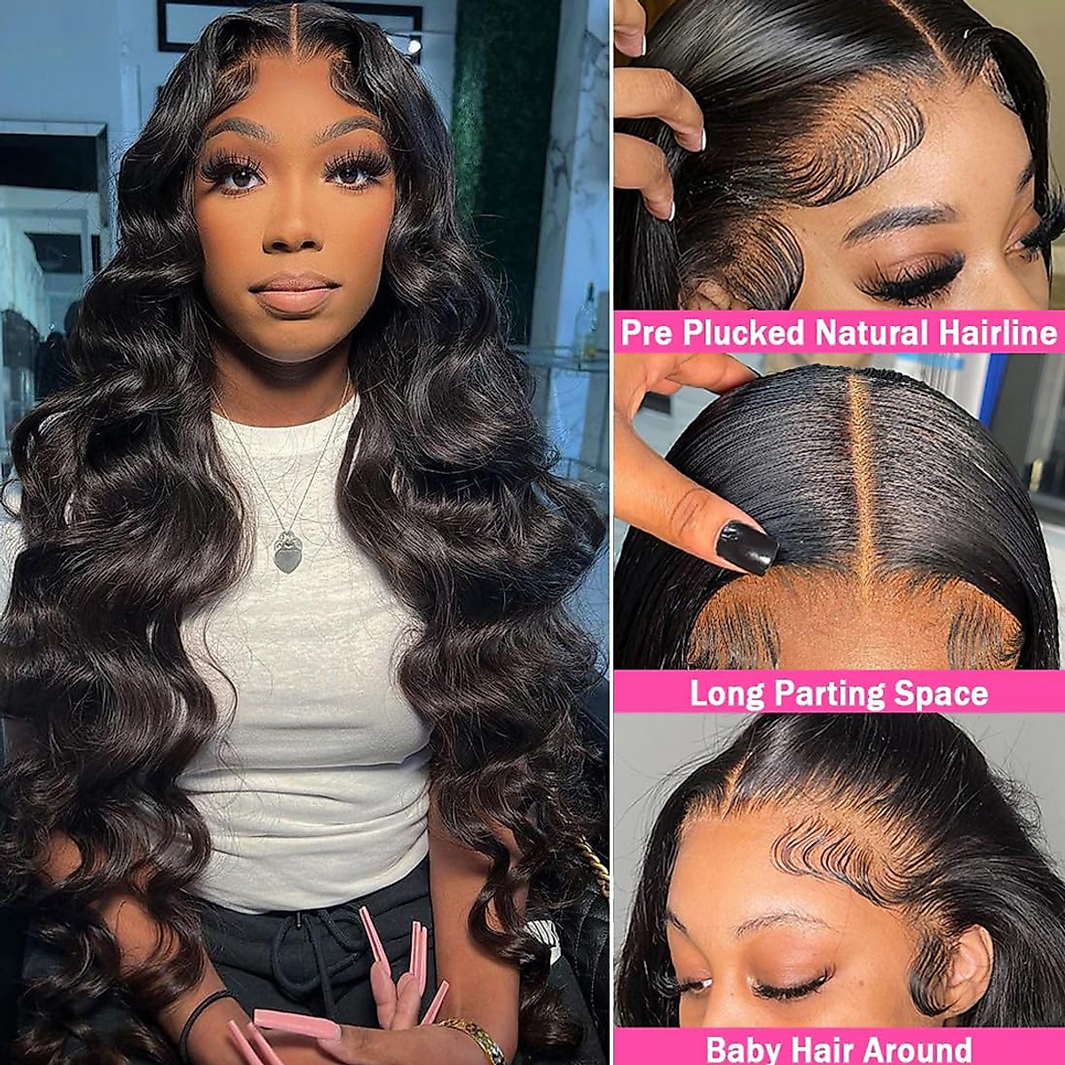 EpyIsm Body Wave Lace Front Wigs Human Hair 180% Density 13x4 HD Lace Frontal Wigs for Women Human Hair Lace Front Wigs 9A Glueless Wigs Human Hair Pre Plucked with Baby Hair Natural Color 24 Inch