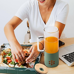 MUKOKO Glass Cups With Lids and Straws, 20oz Glass Tumbler with Straw and Handle, Iced Coffee Cups with lids - Bamboo Lid & On the Go Lid, Smoothie Cup Leak Proof Tumbler with Silicone Sleeve - Olive