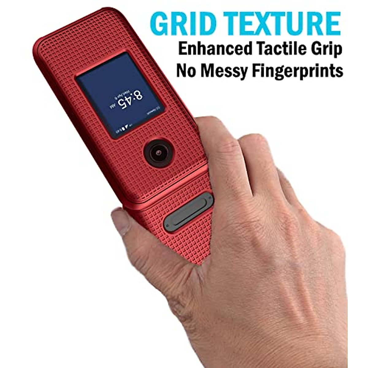 Case for Consumer Cellular Verve Snap Flip Phone, Nakedcellphone Slim Hard Shell Protector Cover with Grid Texture for for Z2336CC - Red