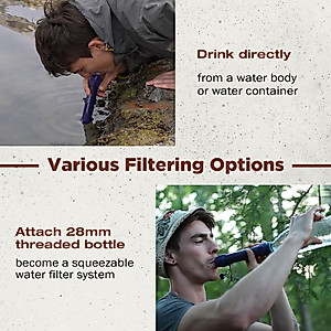 Membrane Solutions Water Filter Straw WS02, Detachable 4-Stage 0.1-Micron Portable Water Filter Camping, 5,000L Water Purifier Survival Gear and Equipment for Hiking Camping Travel and Emergency