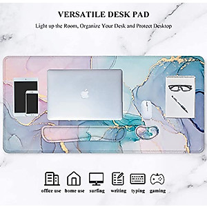 Lateefah Large Mouse Pad and Keyboard Wrist Rest, Desk Pad for Keyboard and Mouse, 4-in-1 Extended Mouse Pad with Wrist Support, Non-Slip Desk Mat Protector, Ultra Thick Desk Blotter for Office, Home