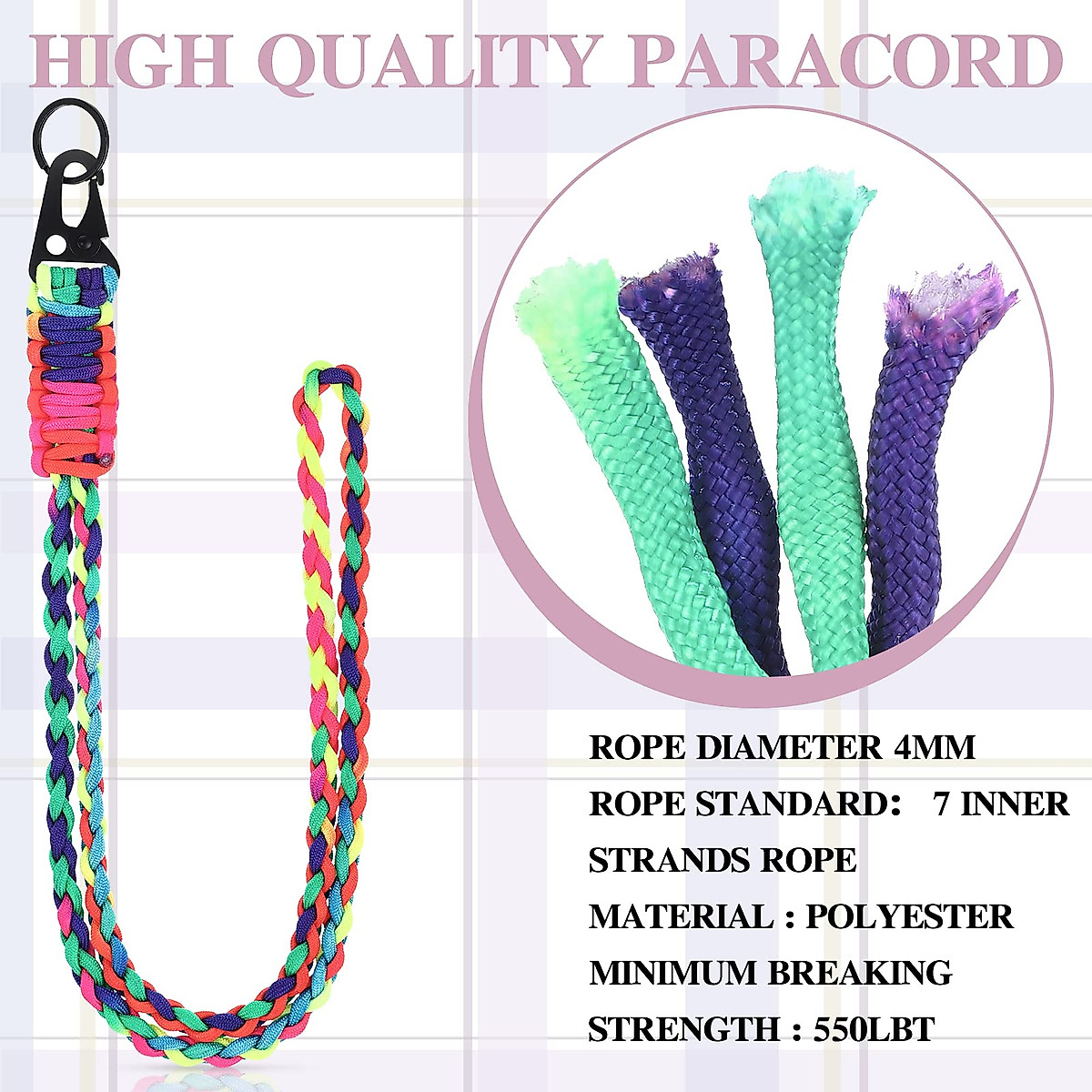 Frienda 2 Set Heavy Duty Paracord Lanyard Necklace Whistles Strap Braided 550 Keychain Lanyard for Outdoor Activities (Dark Camouflage)