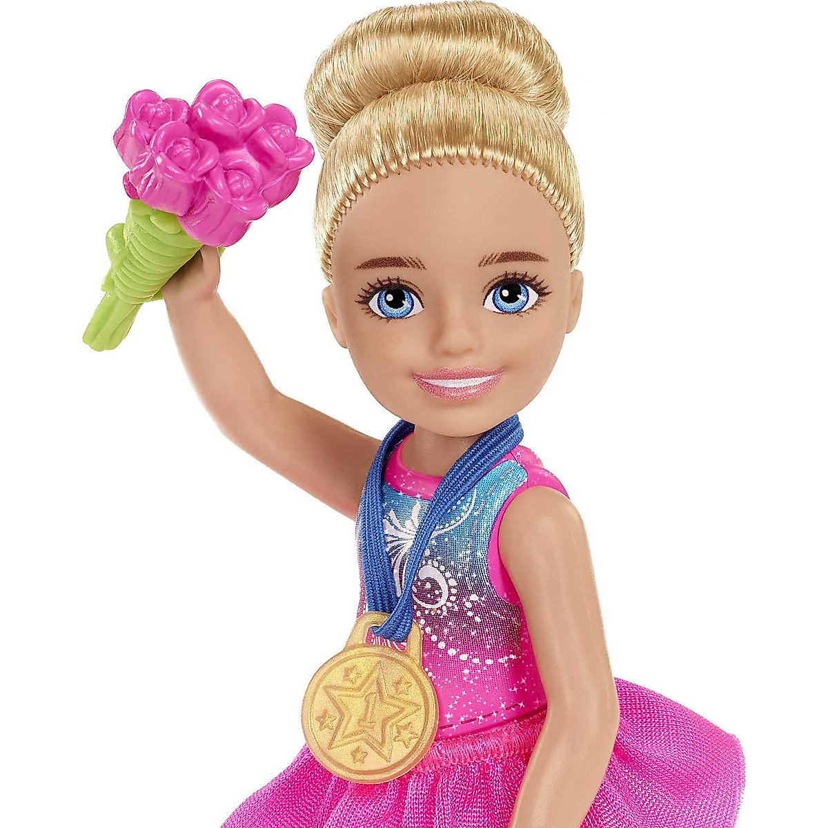 Barbie Chelsea Can Be Doll & Playset, Blonde Ice Skater Small Doll with Removable Outfit & 6 Career Accessories