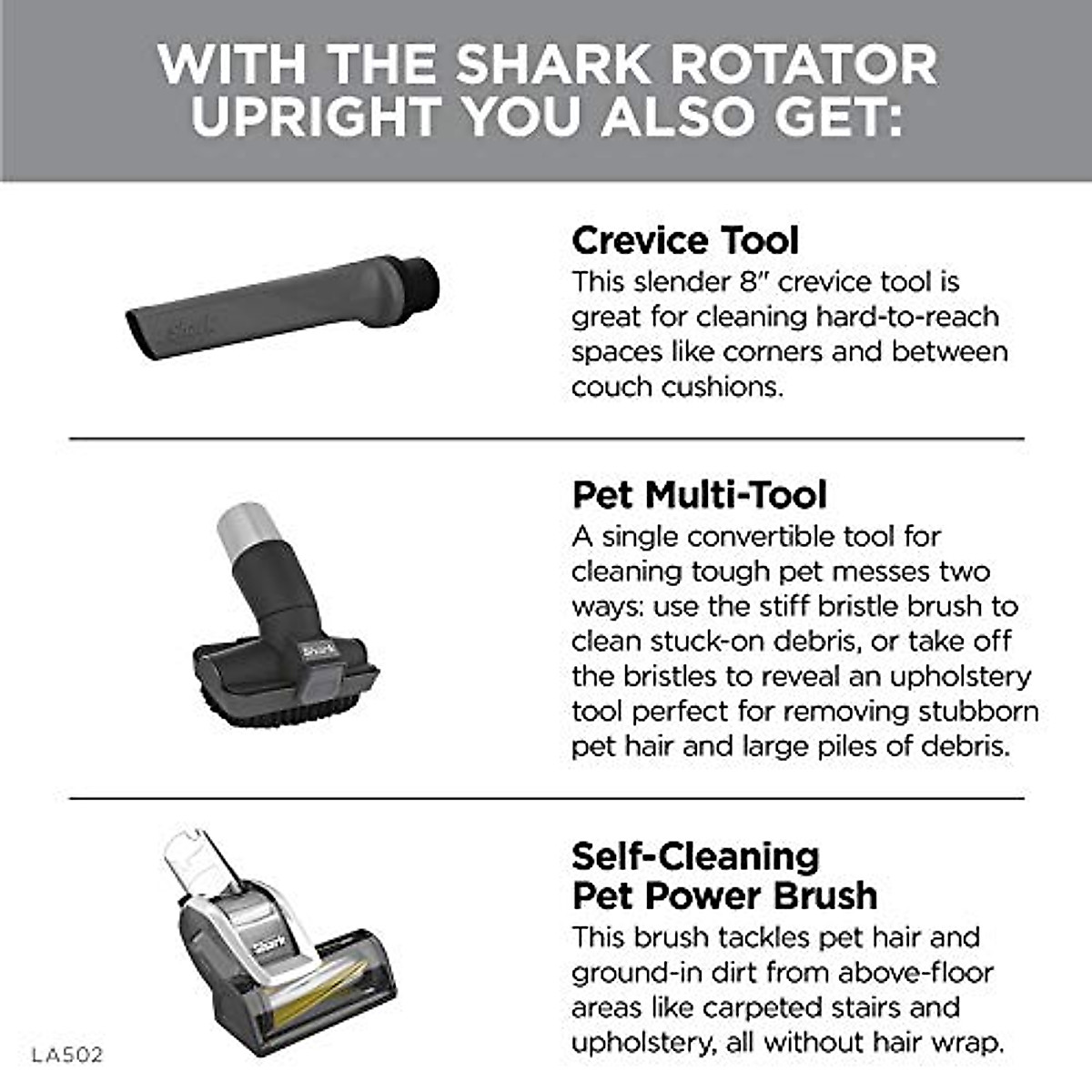 Shark LA502 Rotator Vacuum Vacuum with Self Brushroll Powerful Pet Hair Pickup and HEPA Filter, Lift-Away Upright w/Duo Clean, Silver