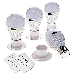 AlltroLite 4 Pack Bulb Portable Wireless COB LED Light Bulb, Battery Operated LED Night Lights, COB LED Cordless Light Switch, Under Cabinet, Shelf, Closet, Nightlight & Kitchen RV & Boat