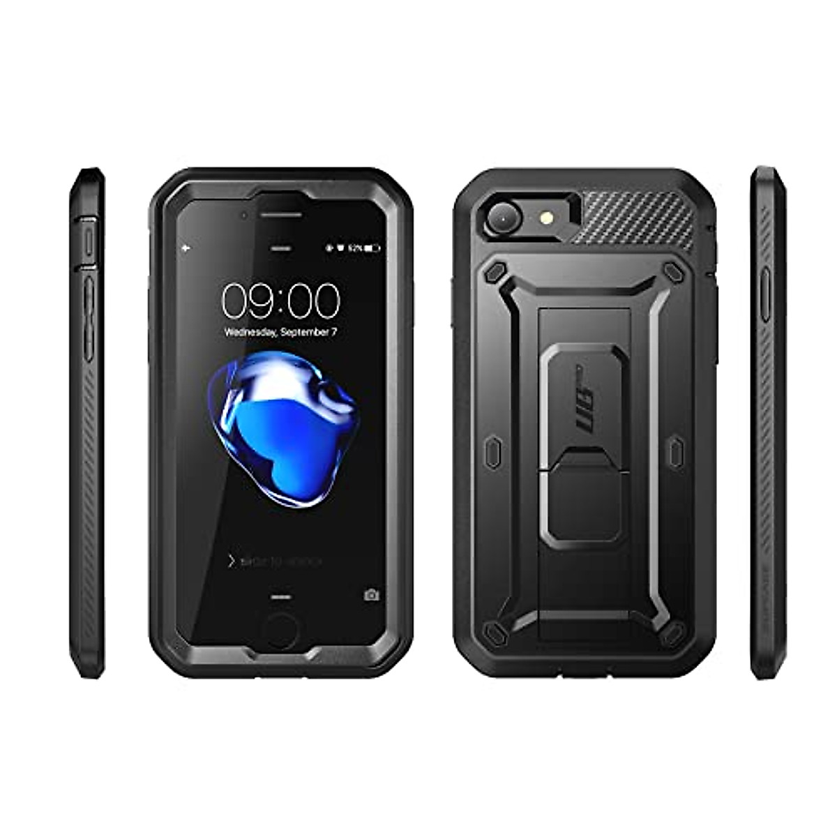 SUPCASE Unicorn Beetle Pro Series Case for iPhone SE (2022)/ iPhone SE (2020)/ iPhone 7/ iPhone 8, Built-in Screen Protector Full-Body Rugged Holster & Kickstand Case (Black)
