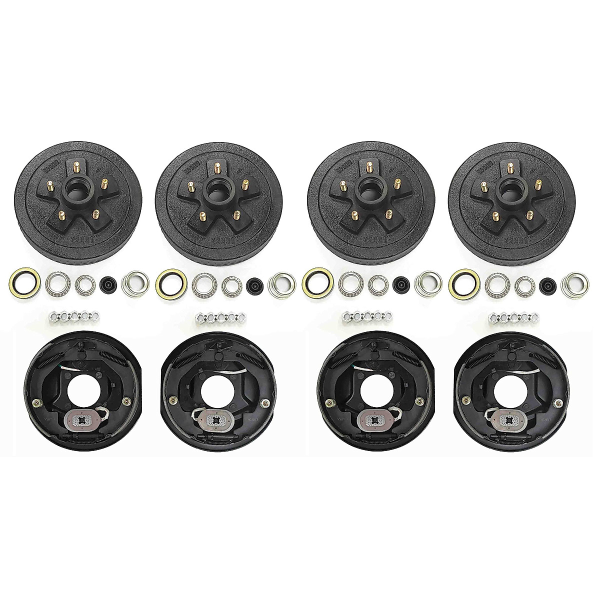 Libra 2 Sets Trailer 5 on 4.5" B.C. Hub Drum Kits with 10" x2-1/4 Electric Brakes for Tandem 3500 Lbs Axles