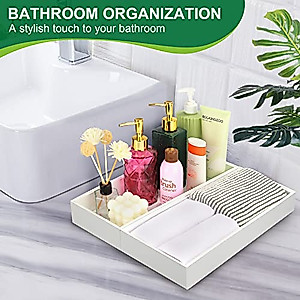 Lixple Kitchen Drawer Organizer - 2 Pack, Stackable Bamboo Drawer Organizers, Wooden Storage Box Tray for Cabinet, Pantry, Bathroom Countertop, Multi-use Organization and Storage (White)