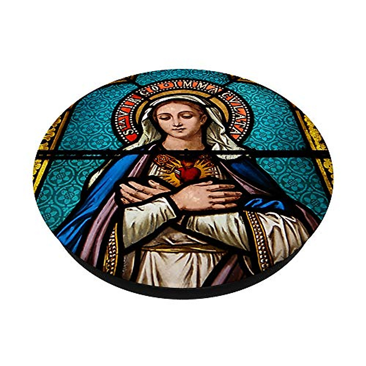 The Blessed Virgin Mary Stained Glass Window Design PopSockets PopGrip: Swappable Grip for Phones & Tablets