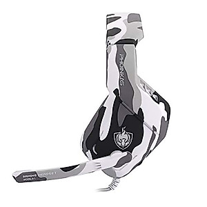 PHOINIKAS Gaming Headset for PS4, Xbox One, PC, Laptop, Mac, Nintendo Switch, 3.5MM PS4 Headset with Mic, Over Ear Headset, Noise-Cancelling Headset, Bass Surround, LED Light, Comfort Earmuff - Camo