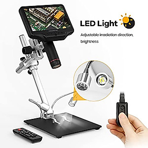 Andonstar AD407-Pro 2160P 3D HDMI 4MP Digital Microscope, Soldering Microscope Pro Metal Stand, 7" LCD USB Electronic Microscope Camera for PCB Phone Repair, DIY Electronics, SMD SMT BGA Circuit Board
