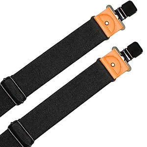 Melo Tough Men's Industrial Strength Suspenders Partial Elastic Tradesperson's Suspenders 2 inch Wide Tool Belt Suspenders (Black)