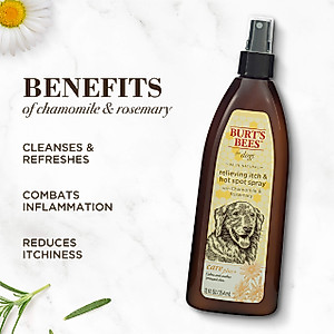 Burt's Bees for Pets Care Plus+ Naturally Derived Relieving Itch & Hot Spot Spray with Chamomile & Rosemary - Best Hot Spot Treatment for Dogs - Cruelty Free,Made in USA, 12 Oz