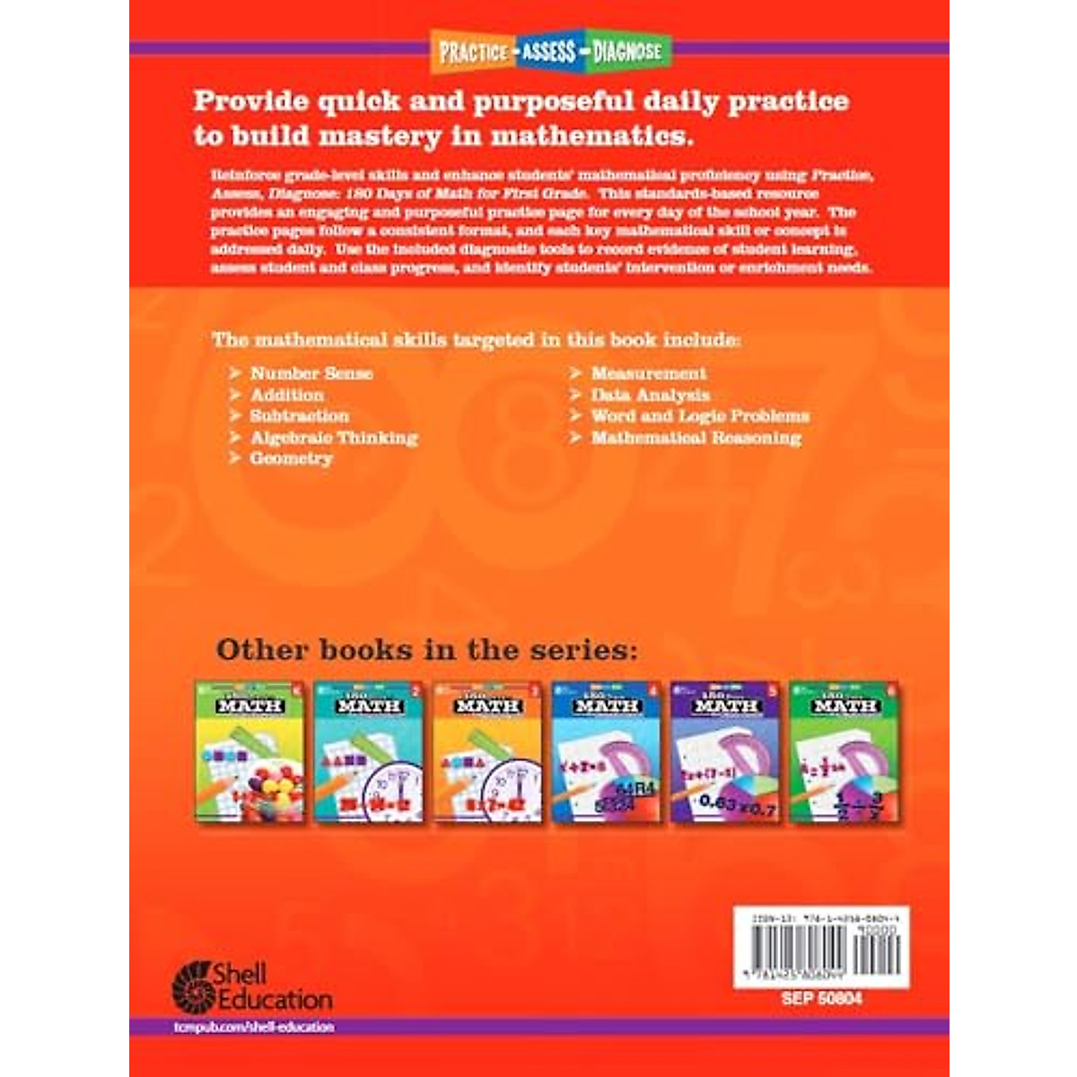 Shell Education 180 Days of Math for First Grade (180 Days of Practice)