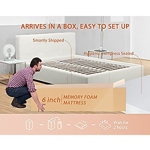 6 inch Queen Size Mattress with Cover, Cooling Gel Memory Foam Queen Mattress for a Cool Sleep & Pressure Relief, Medium Firm Mattress Pad Queen Mattresses, Bed in a Box, CertiPUR-US Certified