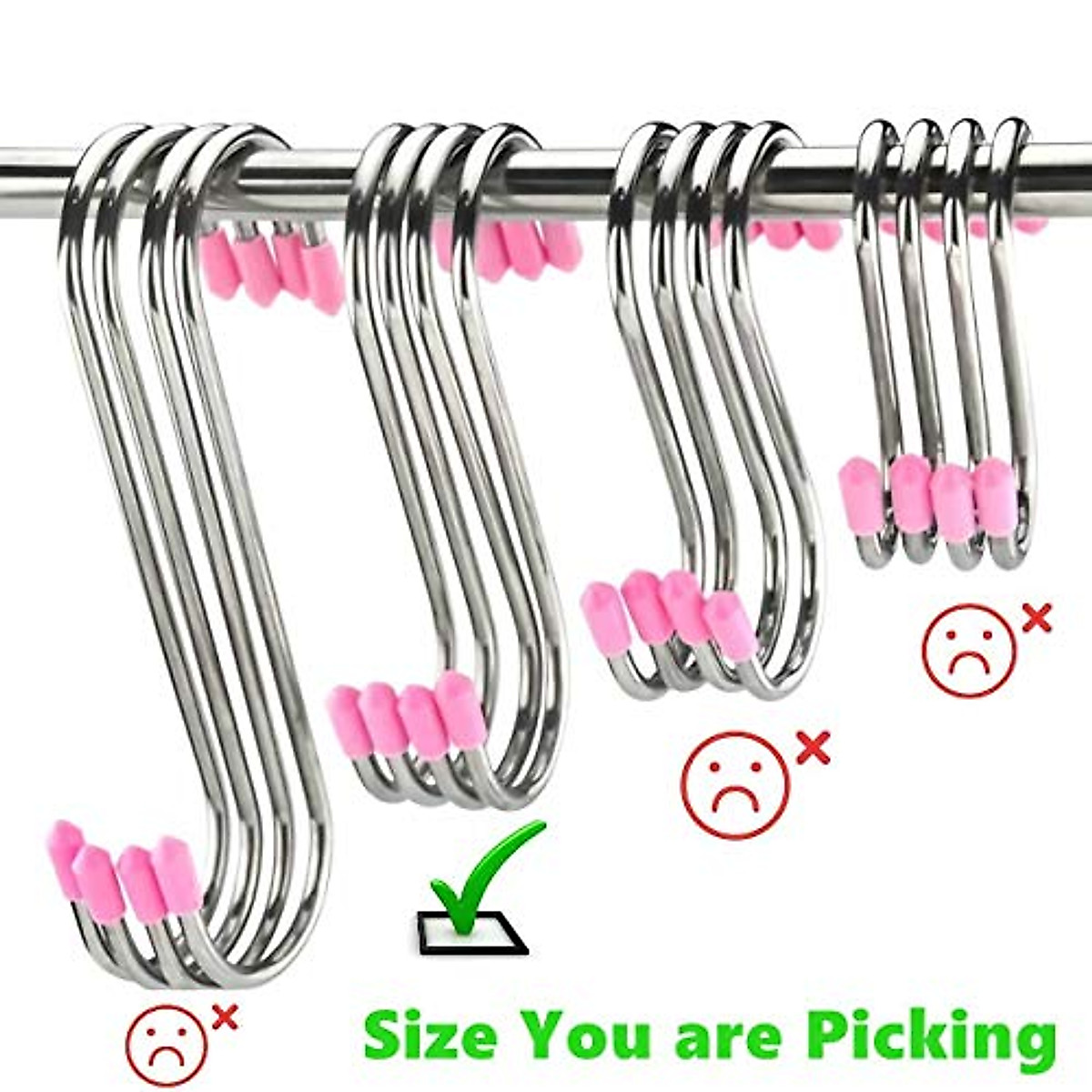 S Hooks for Hanging, Stainless Steel S Hooks, S Shaped Heavy Duty Hanging Hanger Closet Hooks for Jeans, Kitchen, Bathroom, Plants, 10 Pack, 4.3"
