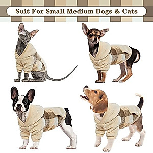 Kuoser Thermal Dog Coat Puppy Fleece Winter Clothes, Dogs Hoodie Pet Warm Pullover Jackets with Leash Hole, Doggie Soft Pajamas Cat Apparel, XXS - L