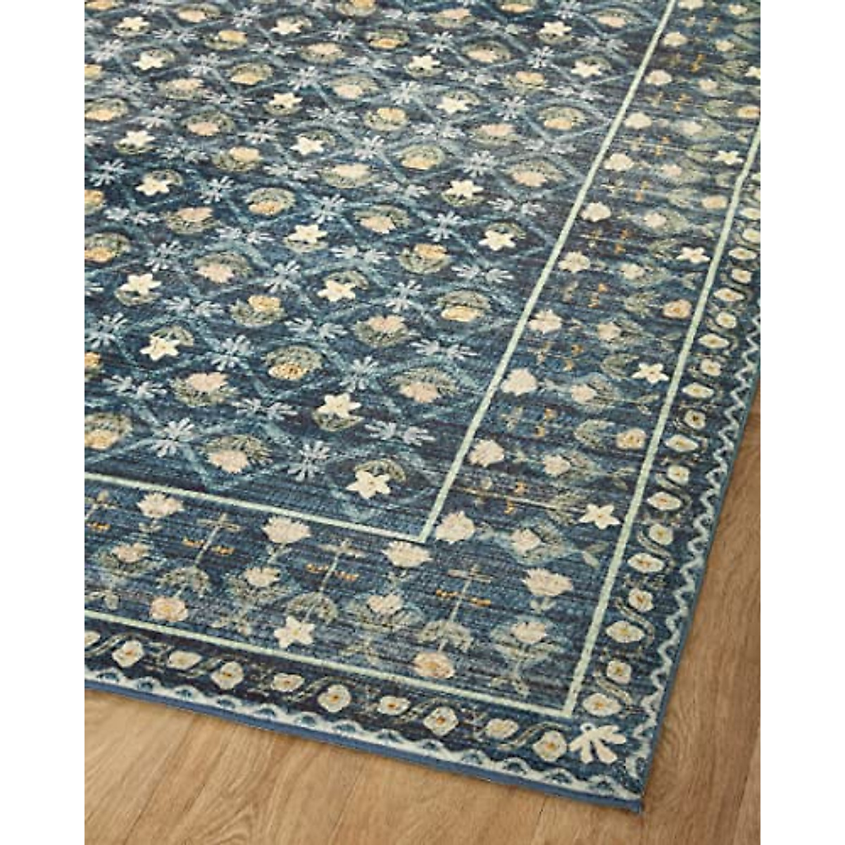 Loloi Rifle Paper Co. x Eden Collection EDE-03 Lattice Indigo 3'-6" x 5'-6" Accent Rug