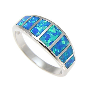 Arthur's Jewelry Sterling silver 925 women men blue synthetic opal ring size 9