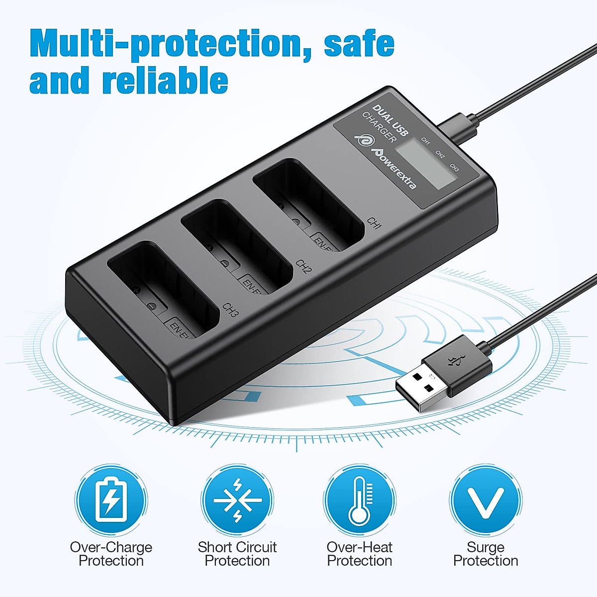 Powerextra 3 x EN-EL14 EN-EL14a Battery & LCD Triple Charger Compatible with Nikon D5600 D5500 D5300 D5200 D5100 D3500 D3400 D3300 D3200 D3100 Df Coolpix P7800 P7700 P7200 P7100 P7000