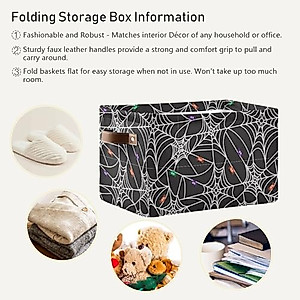 Halloween Spiders Web Storage Basket Bins Decorative Toy Organizer Bins Laundry Hamper Baskets with Handles for Bedroom Office Clothes Pet Nursery Living Room,1 pcs