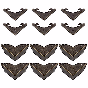 24 Pack Antique Decorative Corner Protector, Bronze Finish Corner Protectors for Furniture, Metal Box Edge Safety Guard Desk Edge Cover, Vintage Brass Edge Guard with Mounting Screws