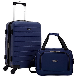 Wrangler Smart Luggage Cup Holder and USB Port, Navy Blue, 2 Piece Set