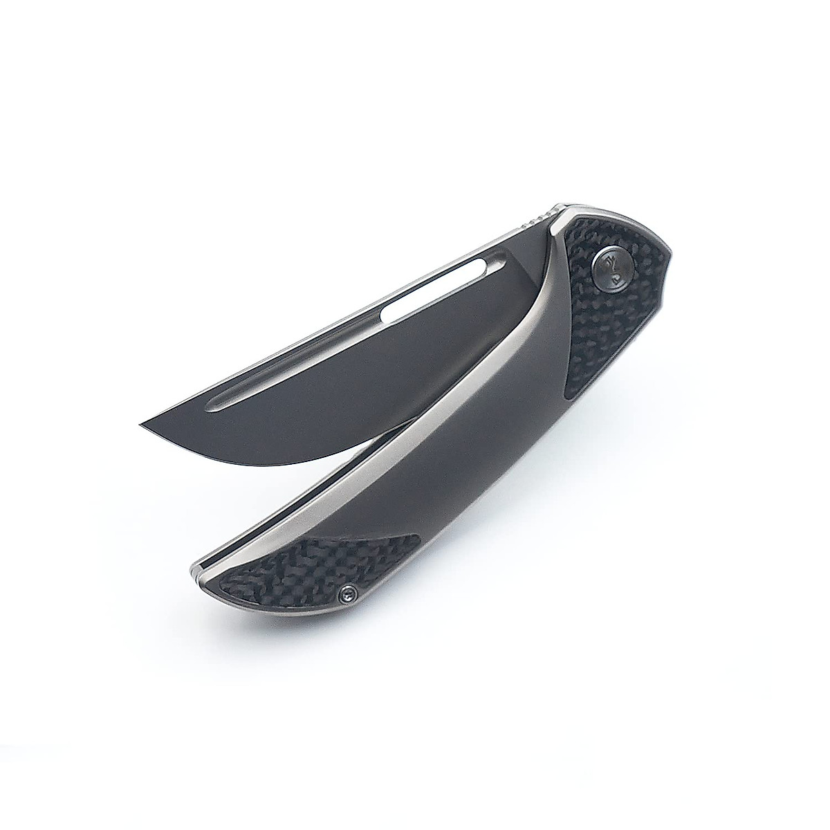 Miguron Knives M Eriko Flipper Folding Knife 3.5" M390 Blade Titanium Handle Carbon Fiber Inlay Pocket Knife MGR-610BK